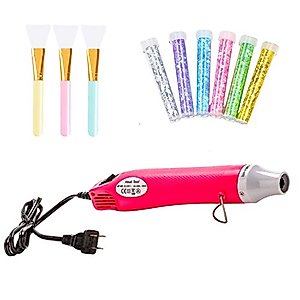 Wellshine Bubble Buster Tool for Making Epoxy Glitter Tumblers, Mini Portable Heat Gun for DIY Acrylic Resin Cups Tumblers Embossing Shrink Wrapping Paint Drying Crafts Electronics DIY (Pink)