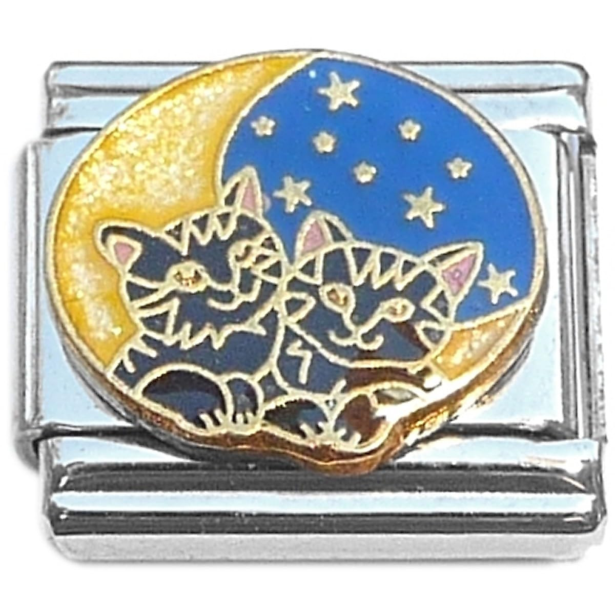 Cats Moon and Stars Italian Charm
