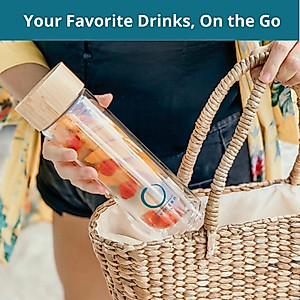 Pure Zen Tea Infuser Bottle - Insulated Glass Bottle for Loose Leaf Tea - Tea Tumbler with Infuser - Portable Travel Mug for Infused Water - Tea Diffuser Thermos on the Go - 15 oz