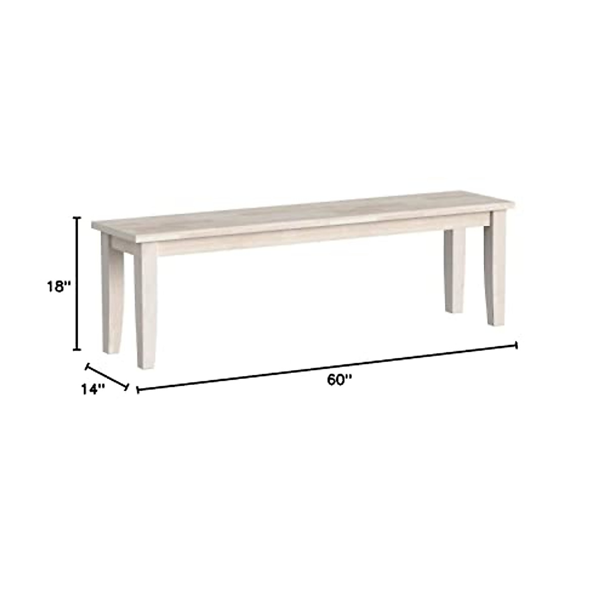 International Concepts Shaker Style Bench, Unfinished