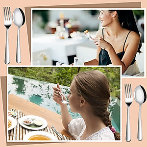 24 Pcs Forks and Spoons Silverware Set,Stainless Steel Flatware Cutlery Set,Food Grade Kitchen Utensil for Home Restaurant,12 Dinner Spoons and 12 Dinner Forks,Mirror Polished,Dishwasher Safe