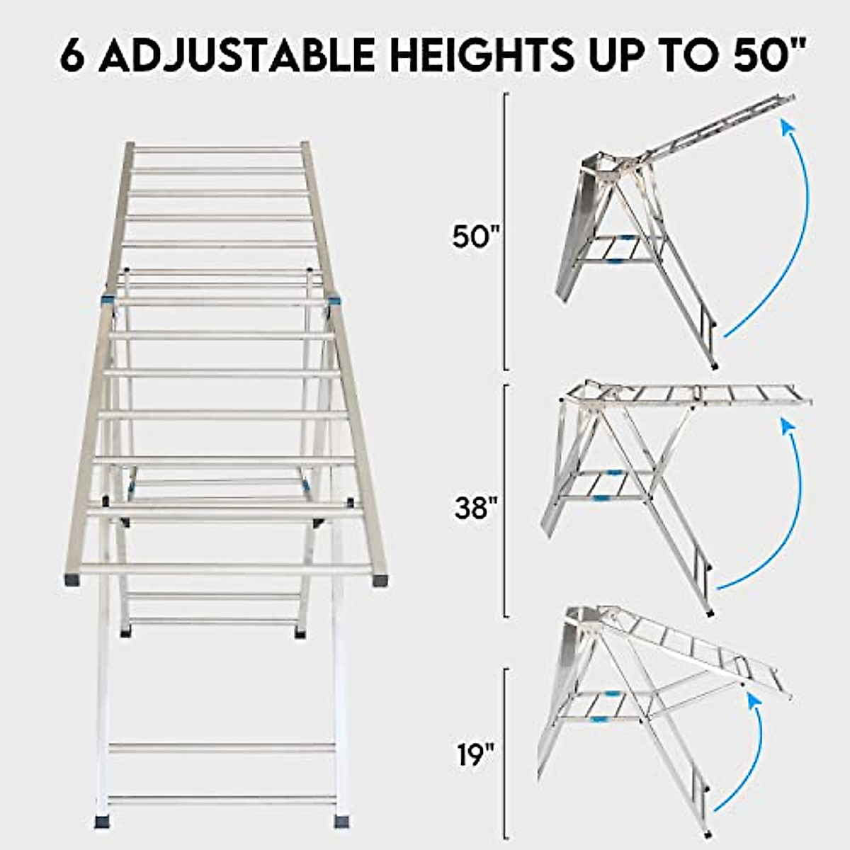 ZOES HOMEWARE Heavy Duty Clothes Drying Rack | Stainless Steel Drying Rack Clothing | Large Foldable Collapsible Laundry Drying Rack | Laundry Hanger Dryer Rack