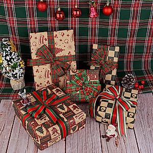 Hiswan Christmas Red and Green Plaid Ribbon, 1 Inch Wide x 25 Yards, Polyester, Classic, Christmas