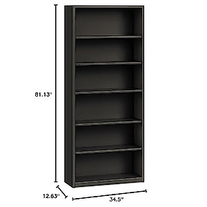 HON S82ABCS Metal Bookcase, Six-Shelf, 34-1/2w x 12-5/8d x 81-1/8h, Charcoal
