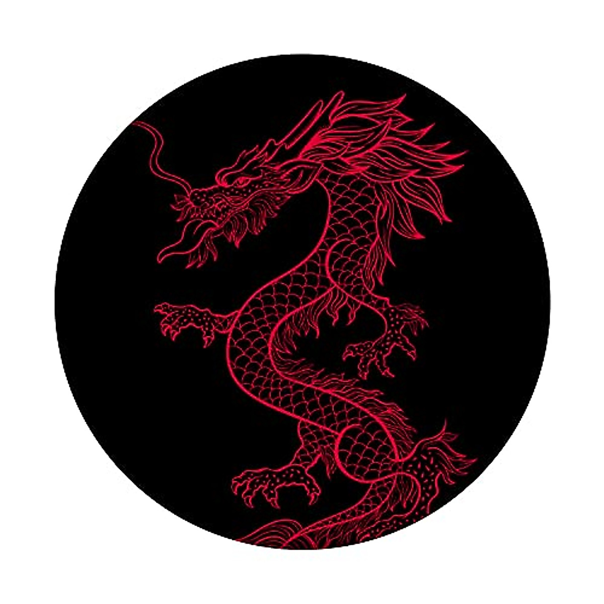 Red Fire Dragon On Black Background PopSockets Swappable PopGrip