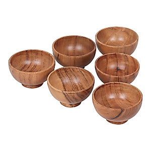 LAVAUX DESIGNS Set of 3 Acacia wood small bowls 4 fl oz | 3.25 * 2 inches | hand carved wooden Kitchen cups for serving dips, sauce, nuts, candy and condiments | Cute mini cups