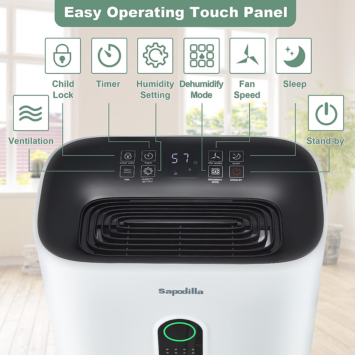 Sapodilla Dehumidifier for Basement, 50 Pints Dehumidifier for 3000 Sq.Ft, 1.72 Gallon Water Tank with Drain Hose, Auto or Manual, Portable Home Dehumidifier for Large Room Bedroom Bathroom Laundry