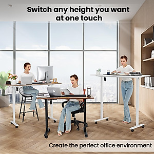 farexon Electric Standing Desk 55 x 24In with Charging Station, Stand up Desk with Oversized Mouse Pad, 2 USB Ports & 3 Power Outlets, 4 Caster, 4 Preset Heights Easy to Set, 27''-45'' Lifting Range