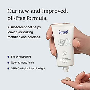 Supergoop! Mineral Mattescreen SPF 40 - 45 mL - 100% Mineral, Oil-Free Broad Spectrum Sunscreen - Smooths Skin’s Appearance, Minimizes Pores & Controls Shine - Water & Sweat Resistant