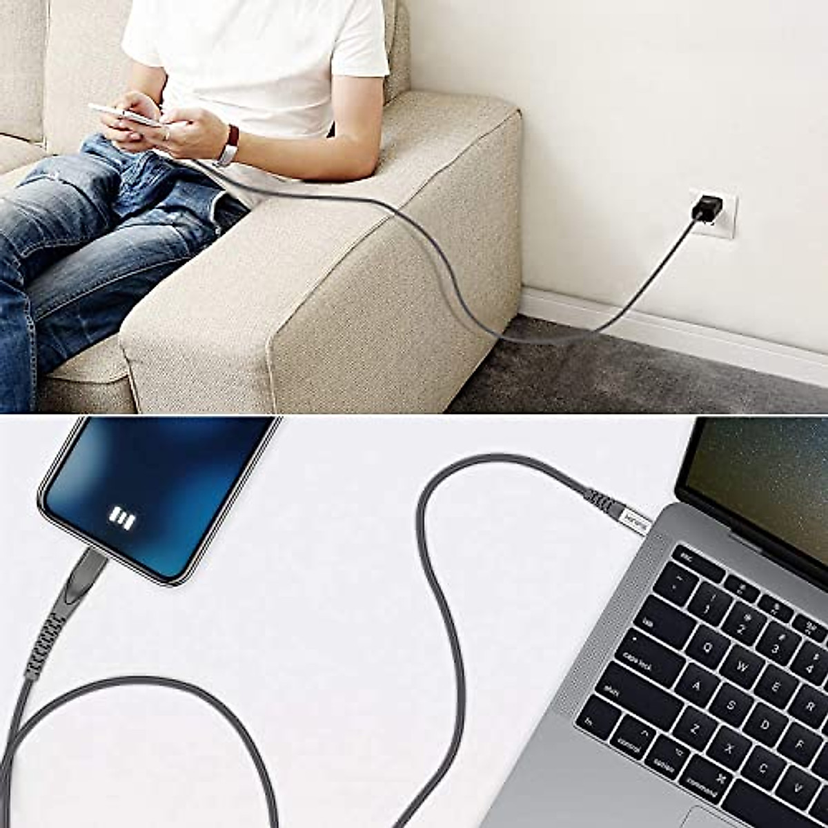 KINPS MFI Certified (10ft/3m) USB C to Lightning Fast Charging Cable Compatible with iPhone 12/12 Pro Max/11/11 Pro/11 Pro Max/XS/XR/X, Supports Power Delivery(for Use with Type C Chargers), Grey