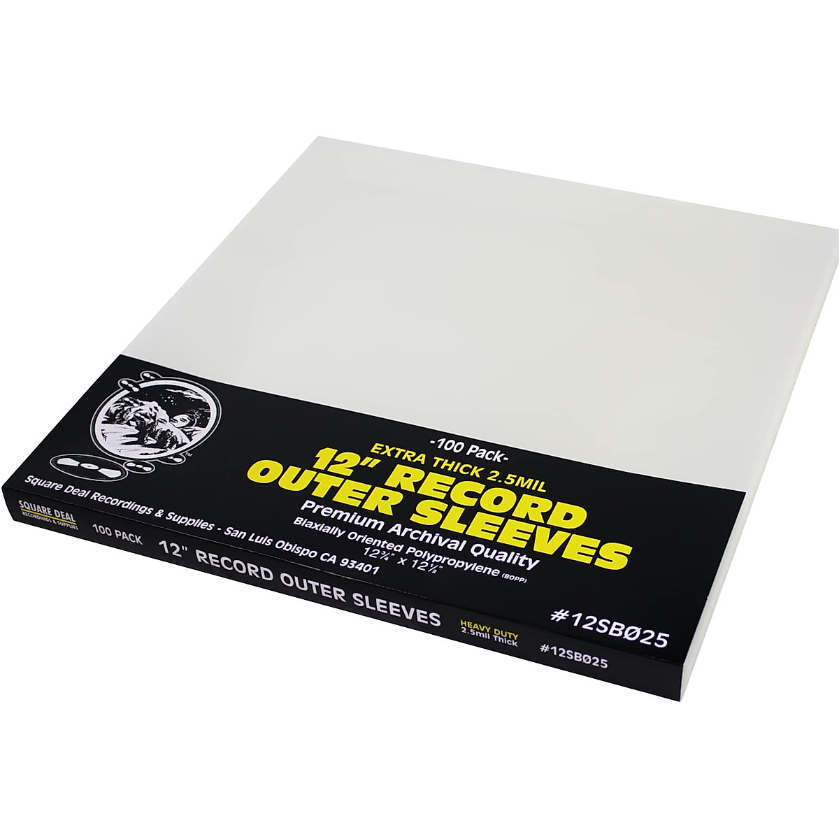 (100) 12" LP Record Outer Sleeves Premium 2.5mil Thick Archival Quality, Super Clear - 12SB025
