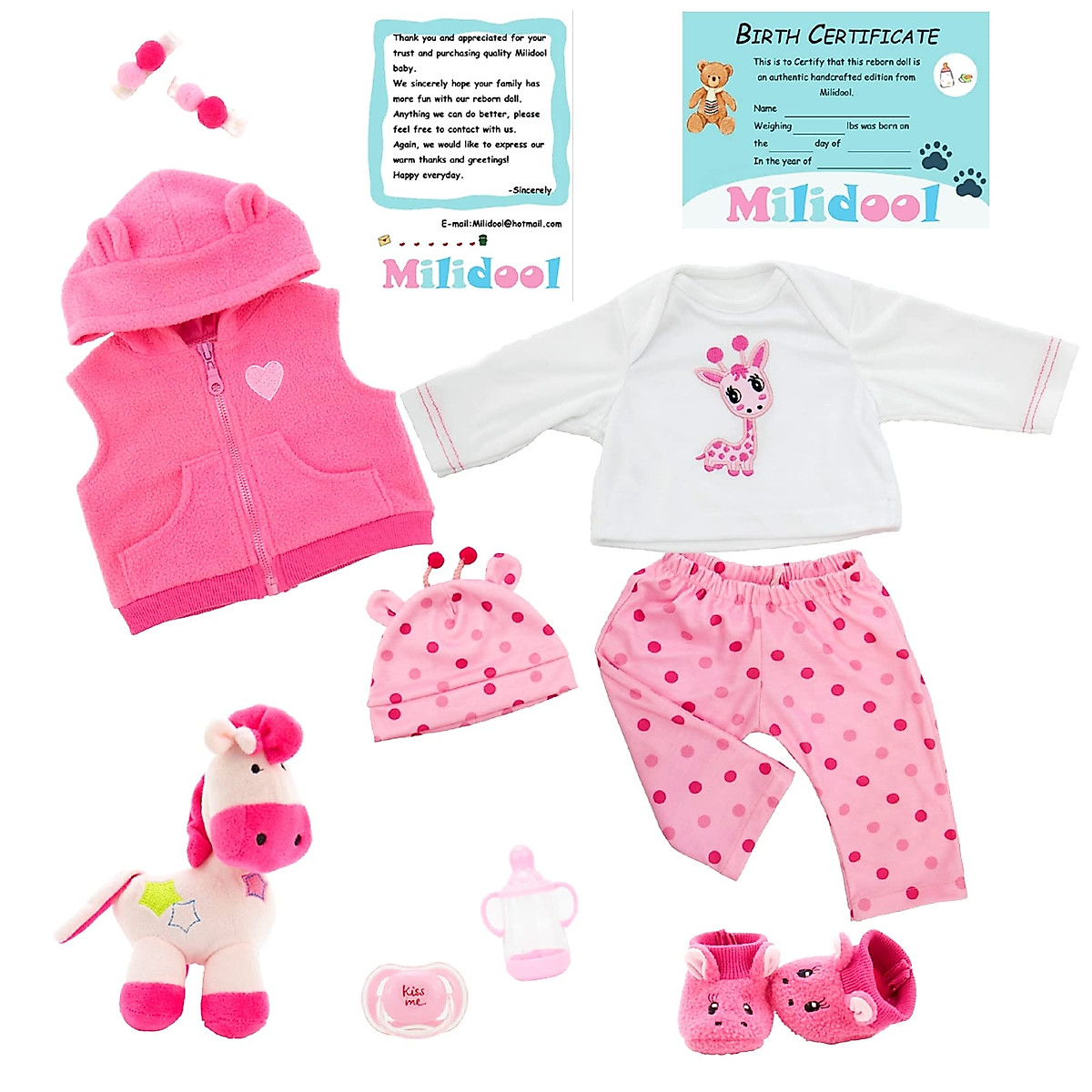 Milidool Lifelike Reborn Baby Dolls Girl, Realistic Baby Doll 22 inch Newborn Girl Doll with Feeding Toy Accessories Gift Set Silicone Baby Doll Weighted Soft Body Real Baby Doll