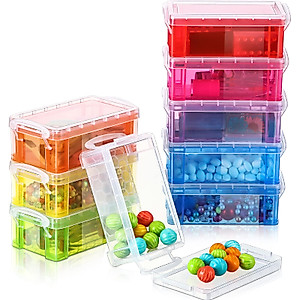 Sepamoon 9 Piece Colorful Crayon Box Storage Case Plastic Organizer Container with Lid, 5.3'' x 2.9'' x 1.9'', 8 Color, red, yellow, green, blue, purple, orange, transparent and rose red