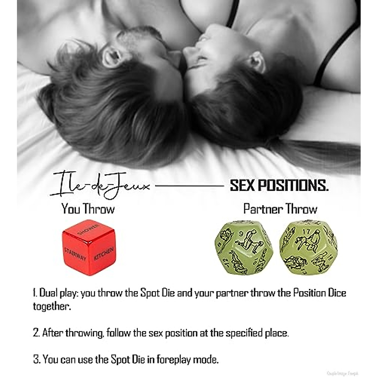 Ile-de-Jeux 5 Sex Dice Set, Sex Dice for Couples Naughty Adults, Sex Games, Funny Sexy Game, Sex Toy Stuff. Sex Position Dice.