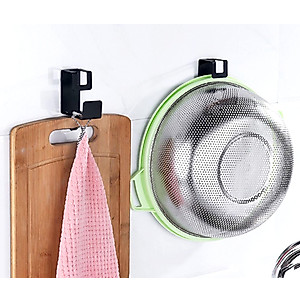 YIKANGHENG Adhesive Washbasin Hook, 1 Pcs Stainless Steel Silver Pot Holder Used for Kitchen and Bathroom Placing Washbasin and Pot (Black)