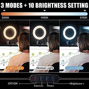 Selfie Ring Light for Zoom Meeting, Dimmable Desktop LED Circle Light with Tripod Stand, 6'' Lighting Kit Gifts for Live Streaming/Laptop Video Conference/Makeup/YouTube/Vlog/Video Recording
