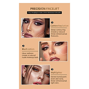 Cream Bronzer Contour Beauty Wand, Highlighter Contour Blush With Cushion Applicator, Liquid Face Bronzer Makeup Wand Lightweight Natural Super Silky Cream Contour Stick Beauty Light Wand (1# Contour Grey brown)