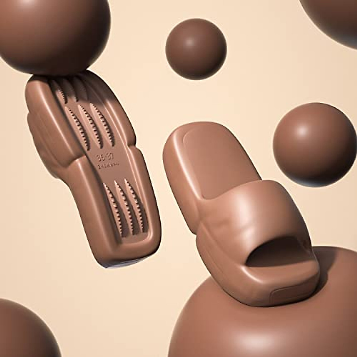 Kreeqe Chocolate Pillow Bread slippers for Women and Men,Home Soft Cloud Slippers Summer Novelty Open Toe Slide Sandals Beach Pool Shower Shoes with Cushioned Thick Sole Platform