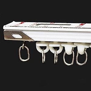Adhesive Curtain Rod Holders, No Drill Curtain Single Tracks with Roller Hooks and Accessories, Shower Room/Clinics White Tools Curtain Track (Color : Ceiling mount, Size : 8ft/2.5m)