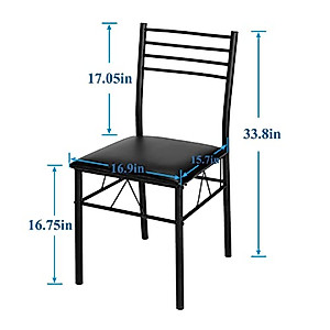 VECELO Kitchen Dining Room Table and Chairs 4, 5-Piece Dinette Sets, Space Saving, Matte Black