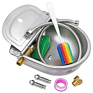 Automatic Livestock Waterer Dog Water Bowl Dispenser Stainless Steel Auto Outdoor Dog Water Bowl Self Filling for Cattle Cow Dog Horse Donkey Chicken Pets Goat