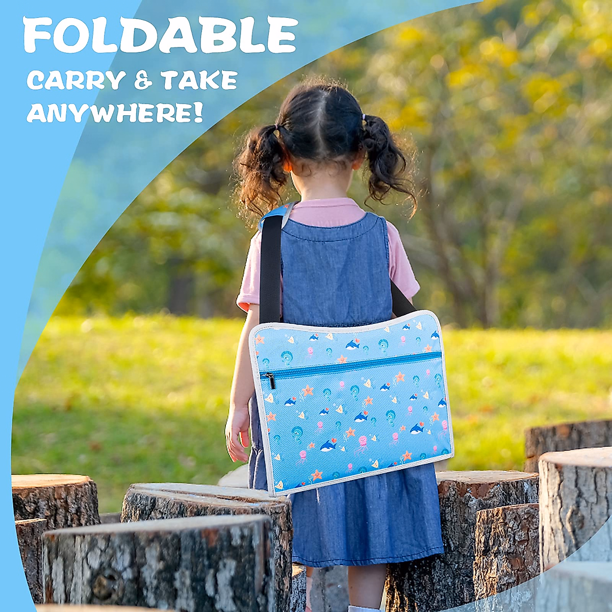 MENZOKE Bundle–2 items Kids Travel Tray with Dry Erase Board & Storage Pocket, Blue & Pink