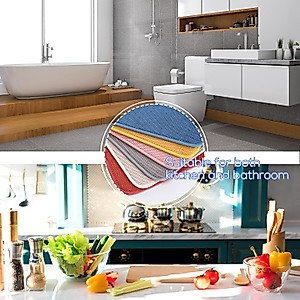 2 Pack Microfiber Dish Drying Mat,Large Absorbent Kitchen Drying Pad,Dishes Drainer Pads for Kitchen Counter,19×14.5 Inch,(Grey/Blue)