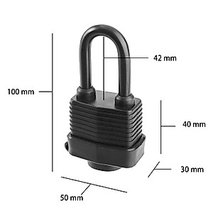 SafiSwords Waterproof Padlocks Keyed Alike for Outdoor use, Covered Heavy Duty Laminated Steel Lock, 1-9/16 Inch. Wide, Long Padlock, Pack of 6