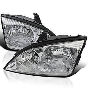 SPEC-D TUNING Headlights Chrome Compatible with 2005-2007 Ford Focus L+R Pair Head Light Lamp Assembly