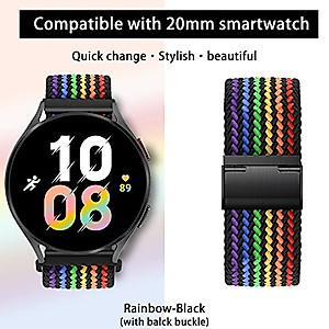 Eweison 20mm Sport Loop Band Compatible with Samsung Galaxy Watch 6 5 4 Band 40mm 44mm/Watch 5 Pro 45mm/Galaxy Watch 4 6 Classic Band 42mm 46mm 43mm 47mm/Watch 3 41mm/Active 2 Braided Strap Women Men