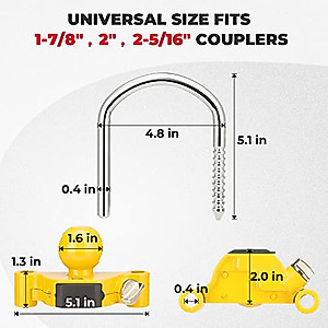 KEMIMOTO Upgrade Code Trailer Hitch Lock Anti Theft Universal Coupler Ball Tow Adjustable Storage Security Heavy-Duty Steel with Combination Design for 1-7/8 Inch, 2 Inch, 2-5/16 Inch Couplers Yellow