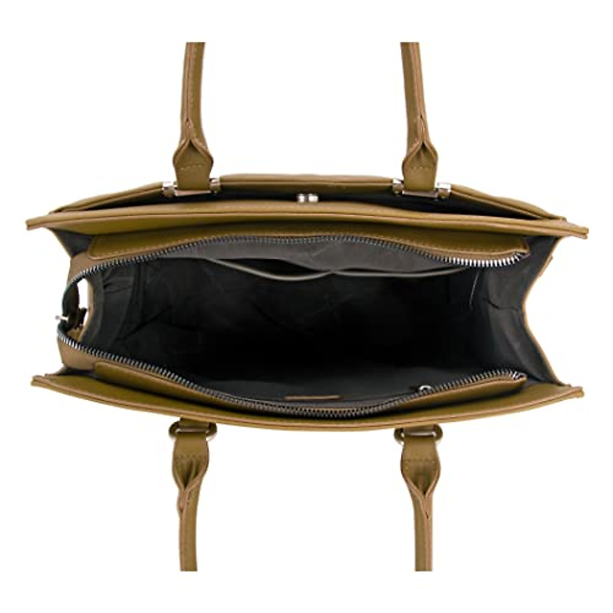 DAVID JONES Paris Women Fashion Chevron Design Satchel Handbag Work Travel Tote Bag with Crossbody (Khaki)