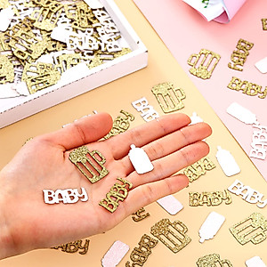 A Baby is Brewing Baby Shower Decorations Beer, 200 Pcs White and Gold Glitter Baby Shower Confetti, Diaper Party Decorations for Gender Reveal Pregnancy Celebration, Beer Theme Table Decor