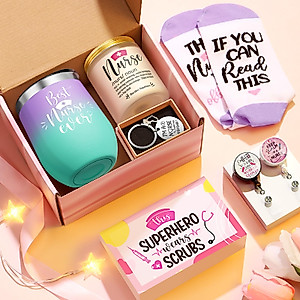 MAYICIVO Nurse Gifts for Women Female, Nurses Day 2025 Nurses Week Gifts, RN School Nurse Appreciation Gifts Basket for Graduation, Retirement w/Wine Tumbler