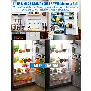 wossluck KEI D34L AC 100-265V 3.5W Light Bulb for Frigidaire Refrigerator, 40W Freezer Lighting Halogen Equivalent, E26 LED Refrigerator Light Bulb White Light,1-Pack