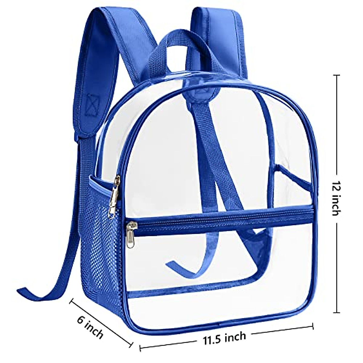 Clear Mini Backpack, Mossio See Through PVC Bookbag with Reinforced Padded Straps for College Workplace Blue