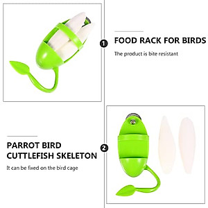 TEHAUX 2pcs Cuttlebone for Birds Parrots, Cuddle Bones with Plastic Cuttlebone Holder for Cockatiels Parakeets Budgies Finches