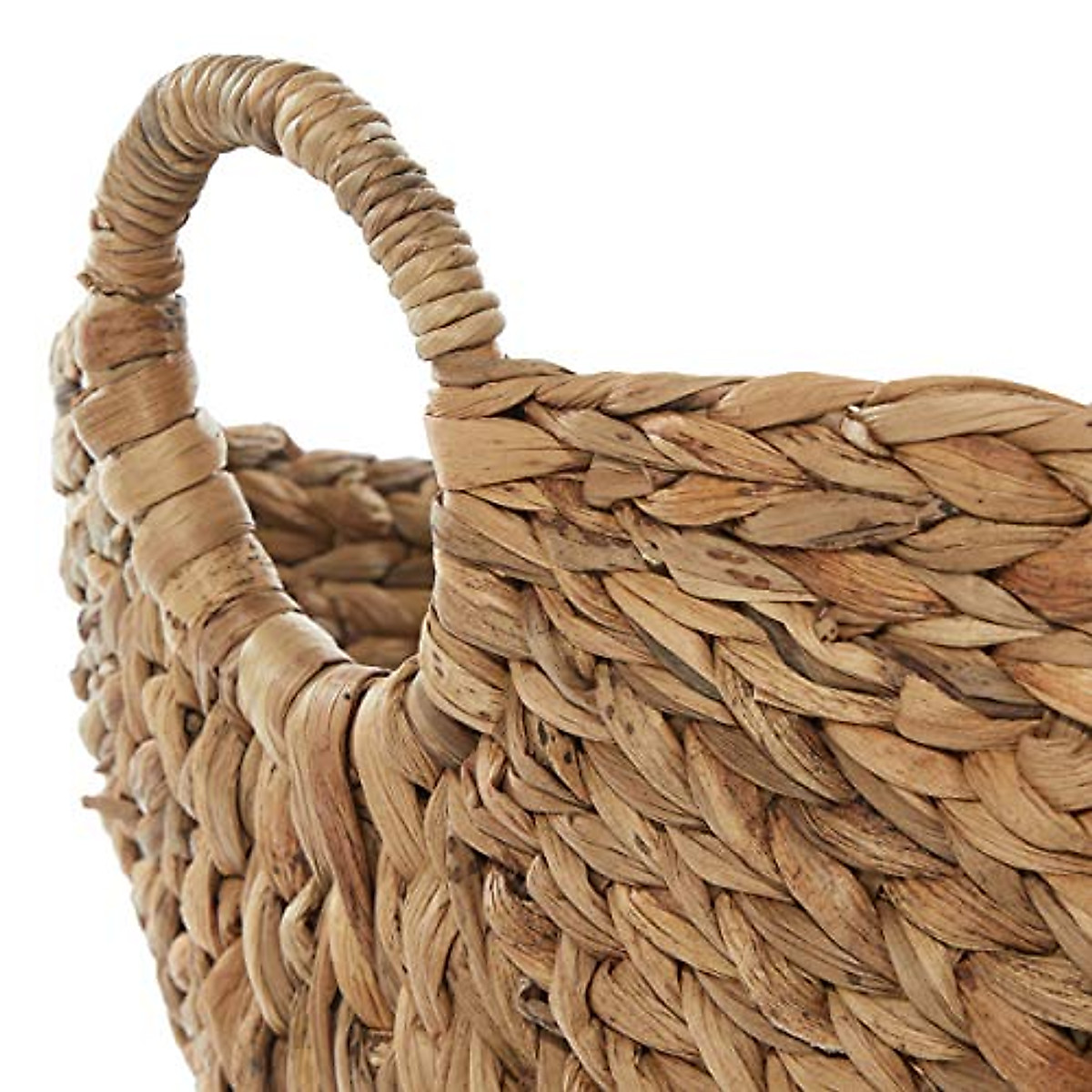 Deco 79 Seagrass Handmade Large Woven Storage Basket with Ring Handles, 20" x 18" x 19", Brown