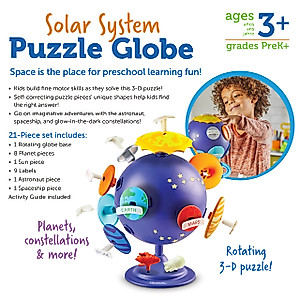 Learning Resources Solar System Puzzle Globe, STEM Toys for Kids, Space Décor, Educational Toy, 21 Pieces, Age 3+