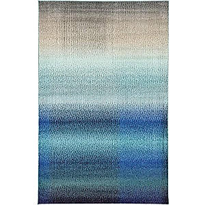 Unique Loom Estrella Collection Distressed, Gradient, Dark Colors, Abstract, Modern Area Rug, 5 ft x 8 ft, Blue/Beige