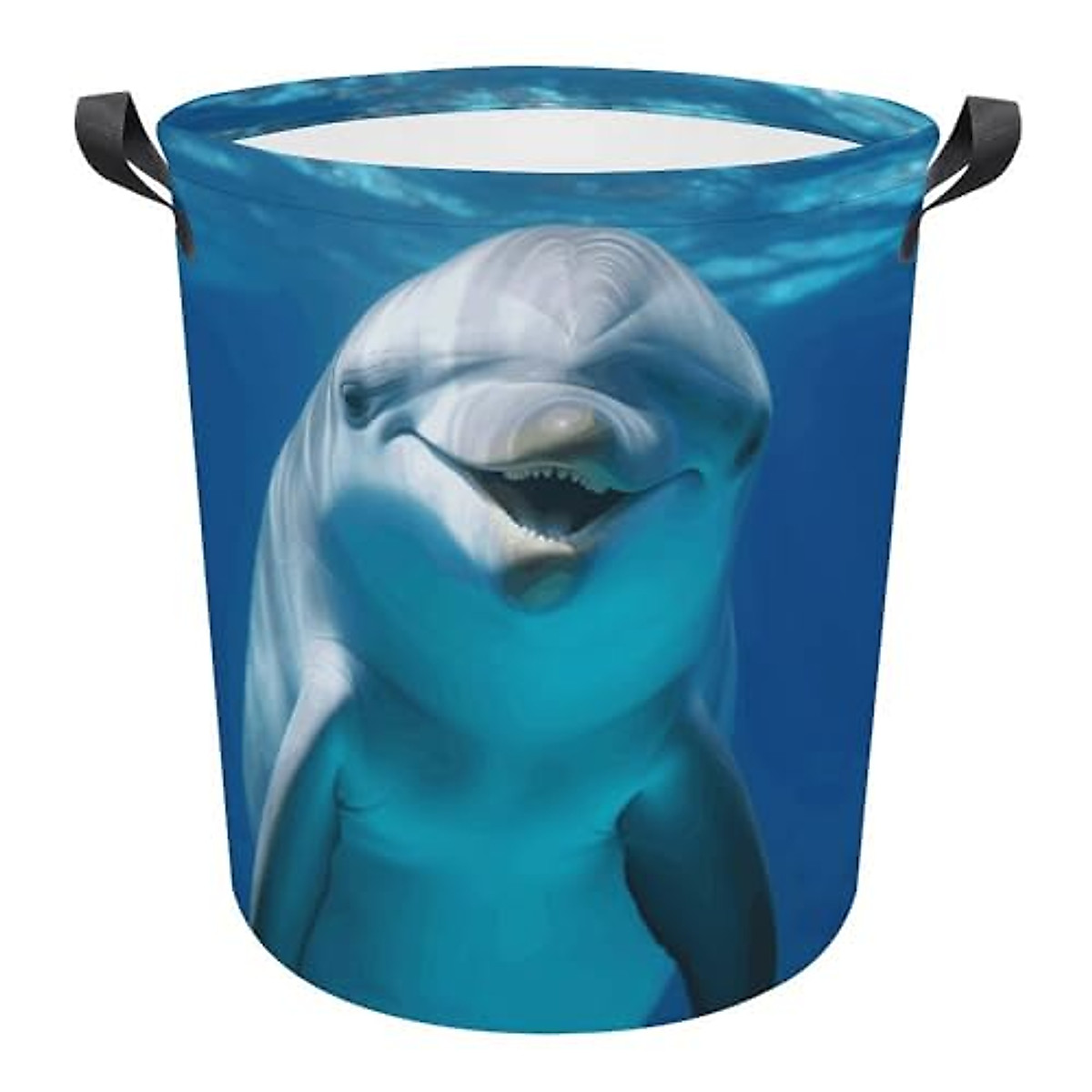 Laundry Hamper Dolphin With Smile Freestanding Laundry Basket Thickened Waterproof Collapsible Clothes Hamper Storage for Clothes Toys Dorm And Family