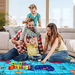 Baby Play Mat, Baby Crawling Floor Mats Babies Playmats Compatible with TODALE LIAMST Baby Playpen, Non-Slip Cushion Indoor Outdoor Infant Play Mat Kids Playpen Mat for Baby (50x50 Inch, Ocean Blue)