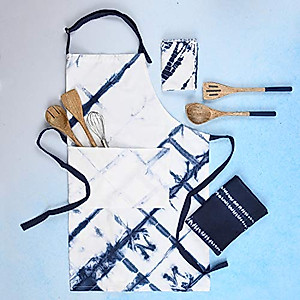 Folkulture Kitchen Towels or Dish Towels, 18 X 26 Inches Tea Towels or Dish Cloths with Corner Hanging Loop, Set of 3 Cotton Dish Rags for Kitchen Décor, Indigo Blue Shibori