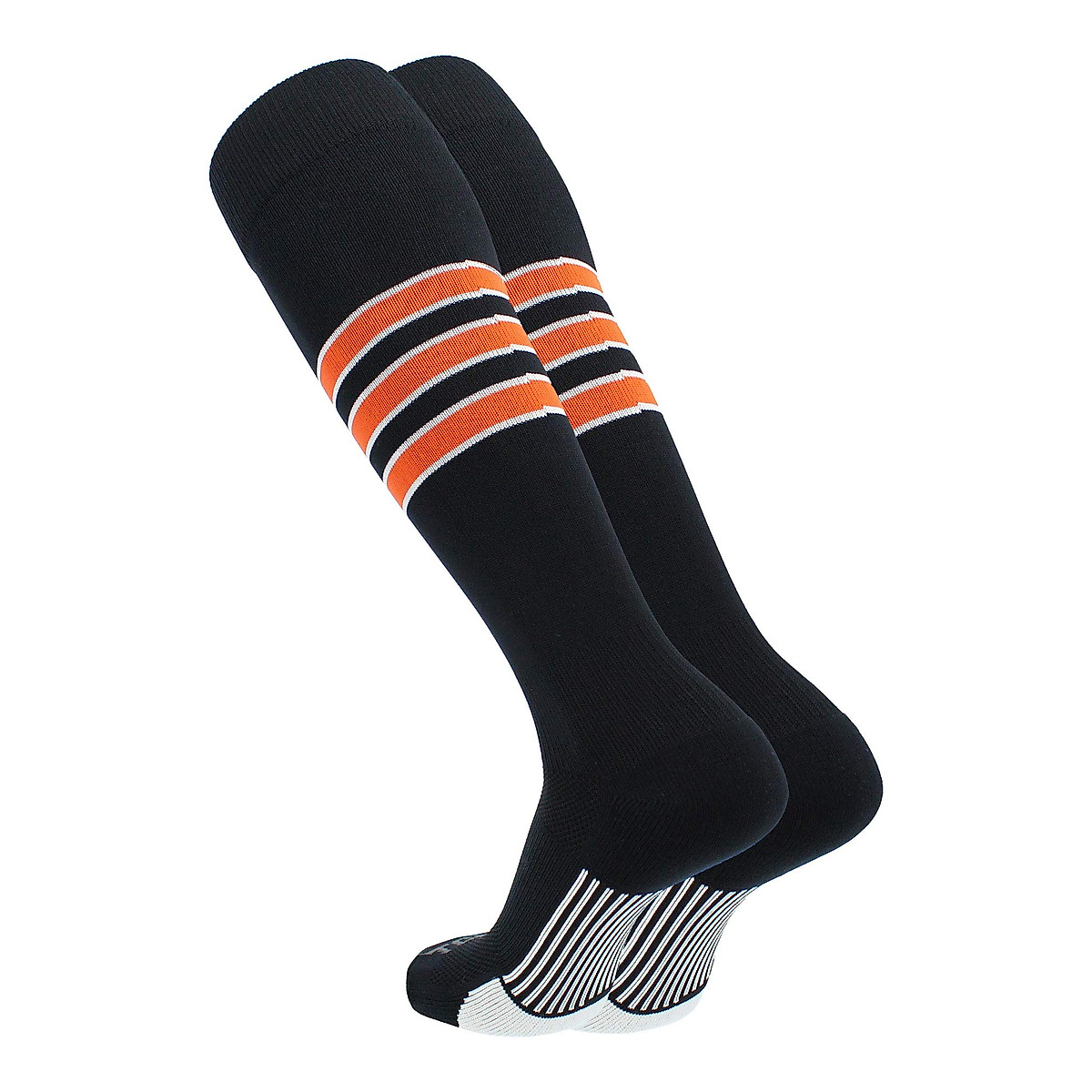 TCK Performance Baseball/Softball Socks (Black/White/Orange, Large)