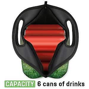 Insulated Neoprene Lunch Bag for Women Men Kids Golf Ball Sport Grass Lunch Box Reusable Small Lunch Tote Bag Cooler Bag for School Work Picnic