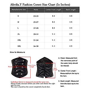 Alivila.Y Fashion Women's Faux Leather Rivet Steampunk Retro Boned Wide Corset Belt 21674-Black-M