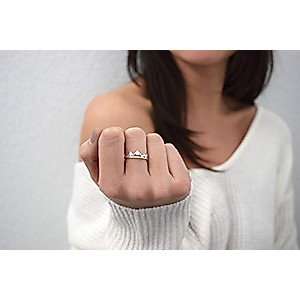 Altitude Boutique Mountain Ring, Snowy Mountain Jewelry for Women, Outdoor Enthusiast Gifts, Adjustable Size (Silver)