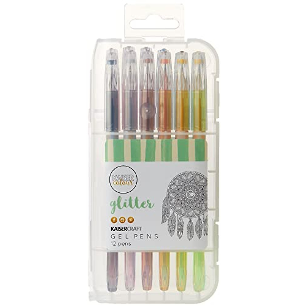 Kaisercraft Gel Pen Set-Glitter-12, Multi-Colour, 8.5 x 17 x 3 cm
