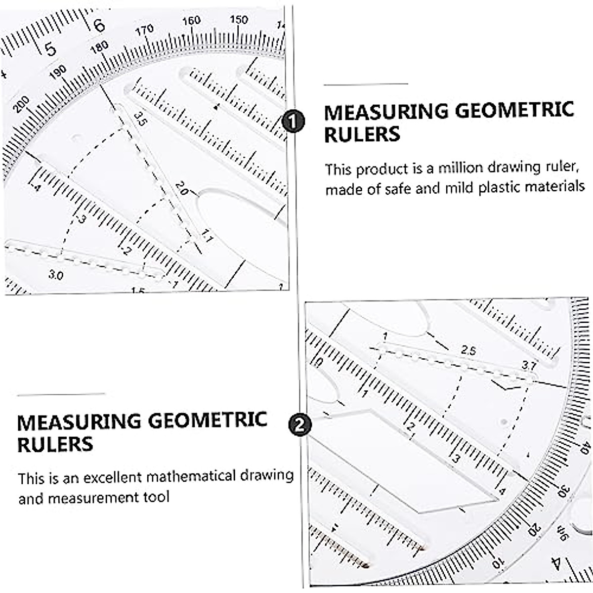3 Pcs Drawing Millions of Feet Patchwork Ruler Circle Stencil Interior Design Ruler Clear Quilters Ruler Quilting Stencils Geometric Drawings Templates Plastic Plotter Round Child