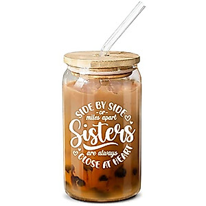 NewEleven Mothers Day Gifts For Sister From Sister, Brother - Unique Birthday Present For Sister, Soul Sister, Big Sister, Little Sister, Sister In Law, Sibling, Bestie - 16 Oz Coffee Glass